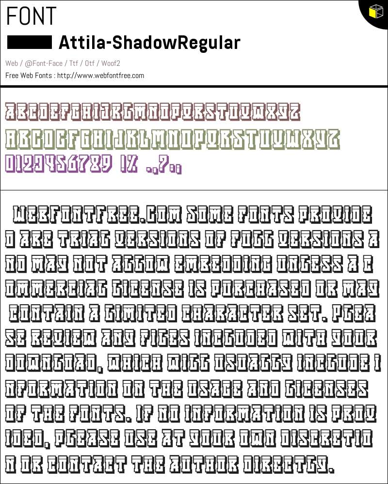 Attila Shadow Regular Fonts Downloads - WebFontFree.Com