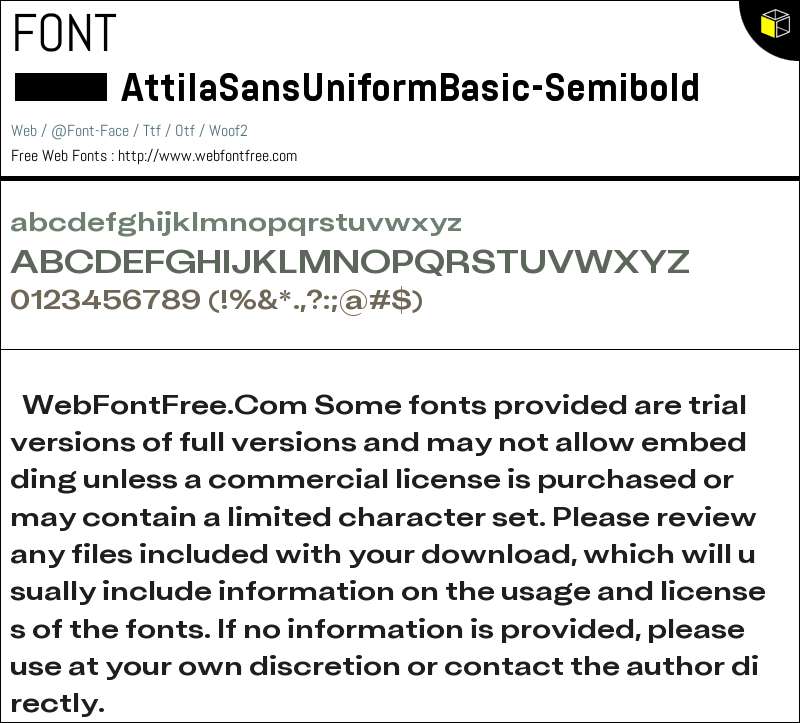 Attila Sans Uniform Basic Semibold Fonts Downloads - WebFontFree.Com