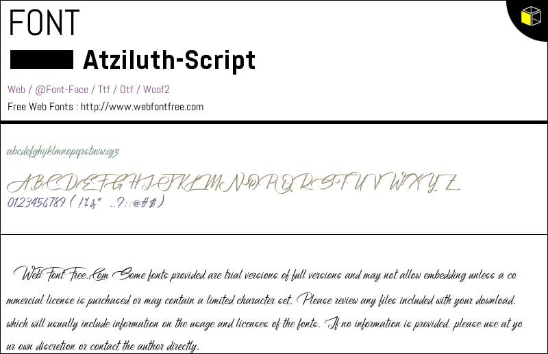 Atziluth Script Fonts Downloads - WebFontFree.Com