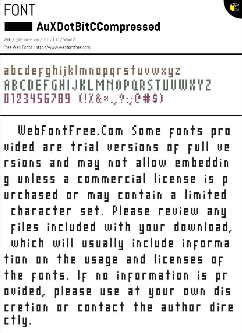 AuX DotBitC Compressed Fonts Downloads - WebFontFree.Com