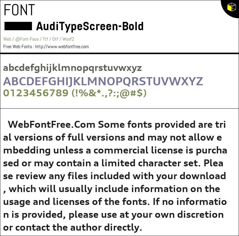 Audi Type Screen Bold 字体 下载 - WebFontFree.Com