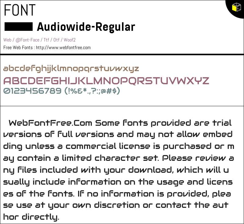 Audiowide 字体 下载 - WebFontFree.Com