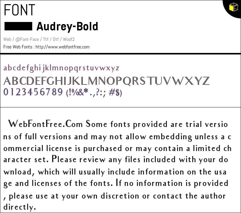 Audrey Bold Fonts Downloads - WebFontFree.Com