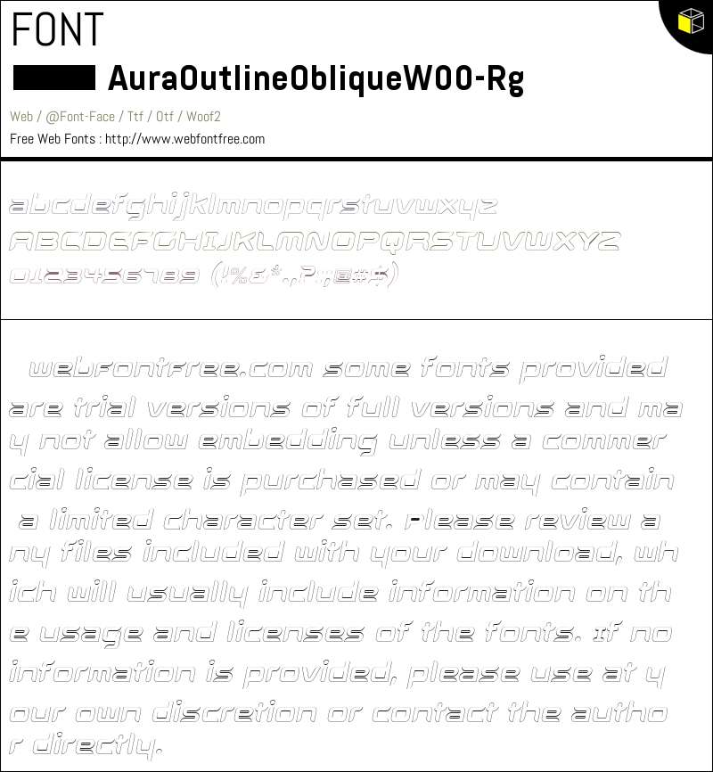 AuraOutline Oblique W00 Regular Fonts Downloads - WebFontFree.Com
