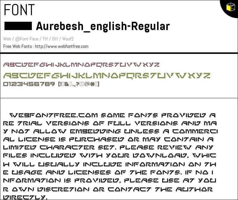 Aurebesh_english Regular Fonts Downloads - WebFontFree.Com