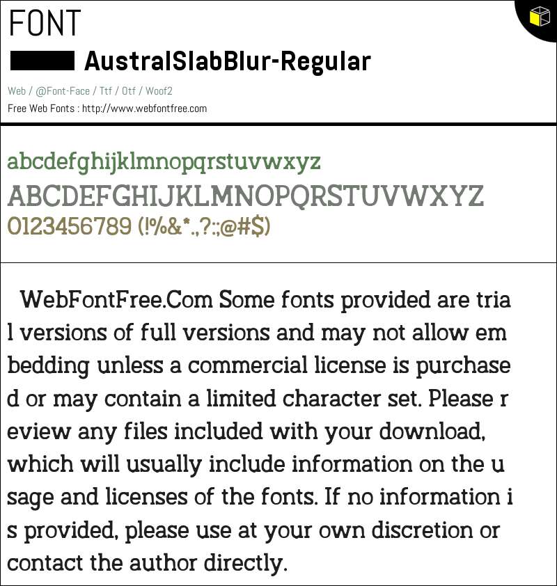 Austral Slab Blur Regular Fonts Downloads - WebFontFree.Com