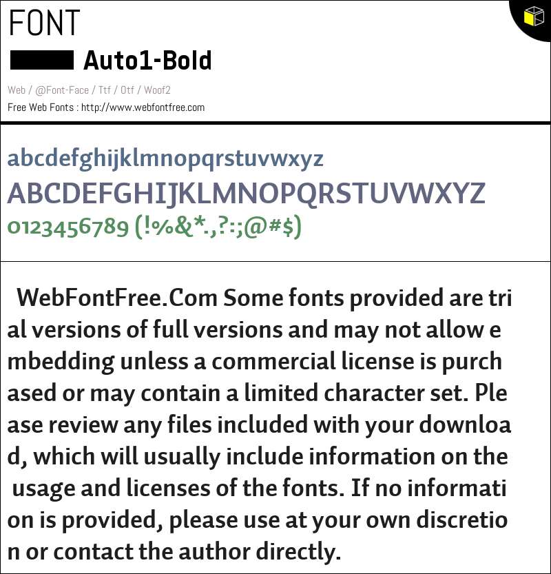 Auto 1 Bold Fonts Downloads - WebFontFree.Com