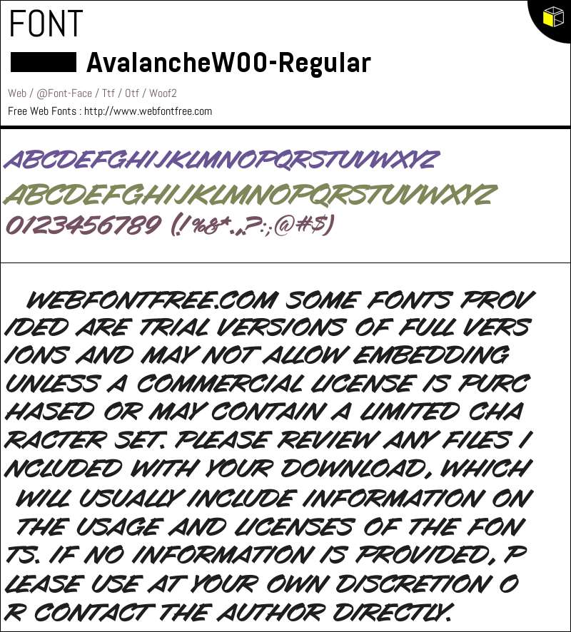 Avalanche W00 Regular Fonts Downloads - WebFontFree.Com