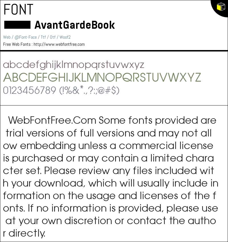 Avant Garde Regular Fonts Downloads - WebFontFree.Com