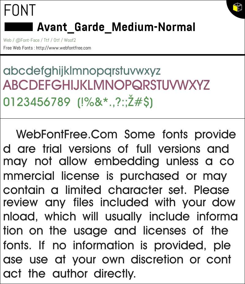 Avant_Garde_Medium-Normal 字体 下载 - WebFontFree.Com