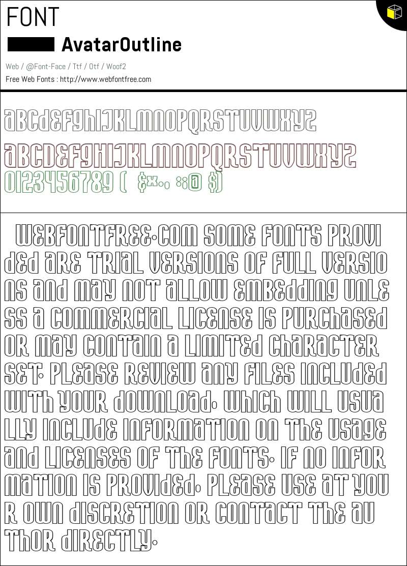 Avatar Outline Fonts Downloads - WebFontFree.Com