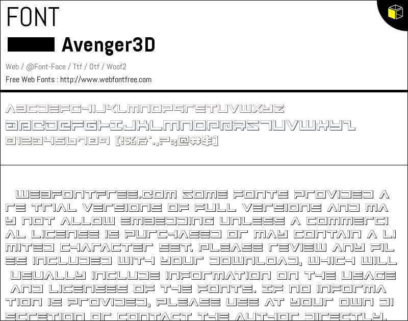 Avenger 3D Fonts Downloads - WebFontFree.Com
