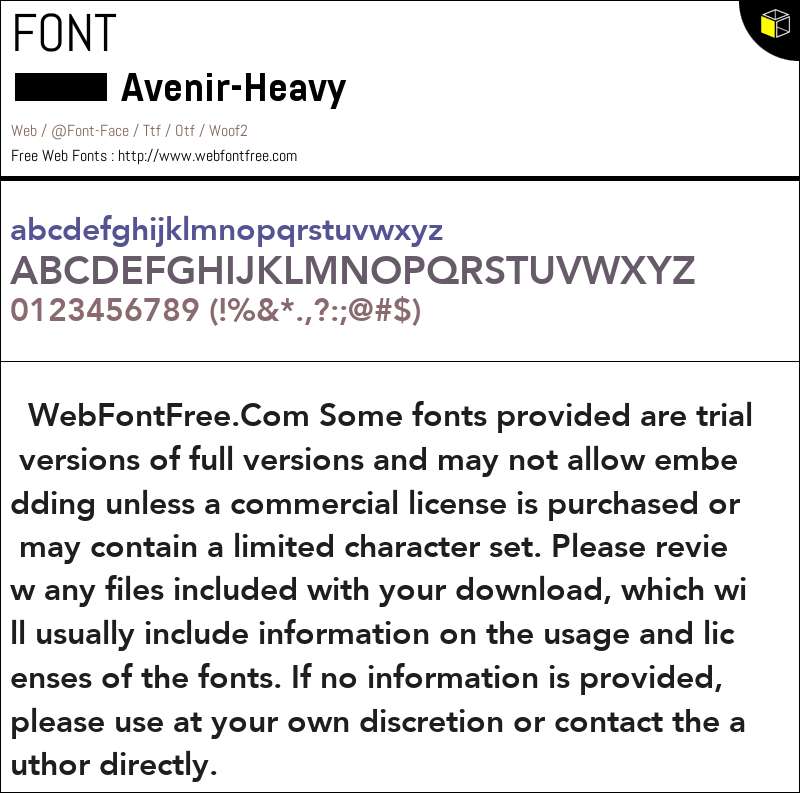 Avenir Heavy 字体 下载 - WebFontFree.Com