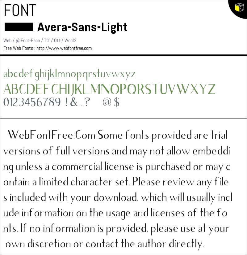 Avera-Sans-Light Fonts Downloads - WebFontFree.Com