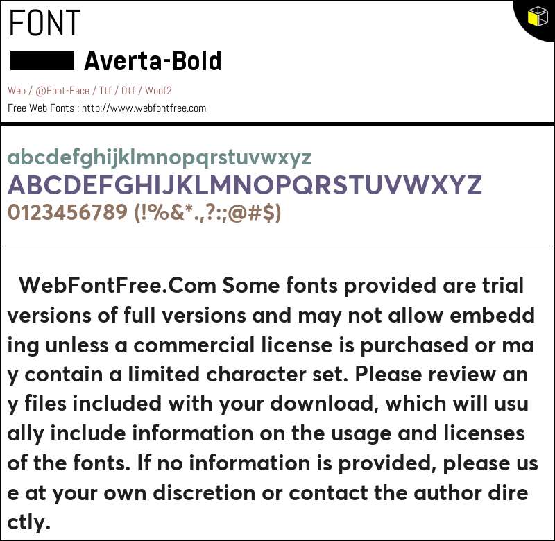 Averta-Bold Fonts Downloads - WebFontFree.Com