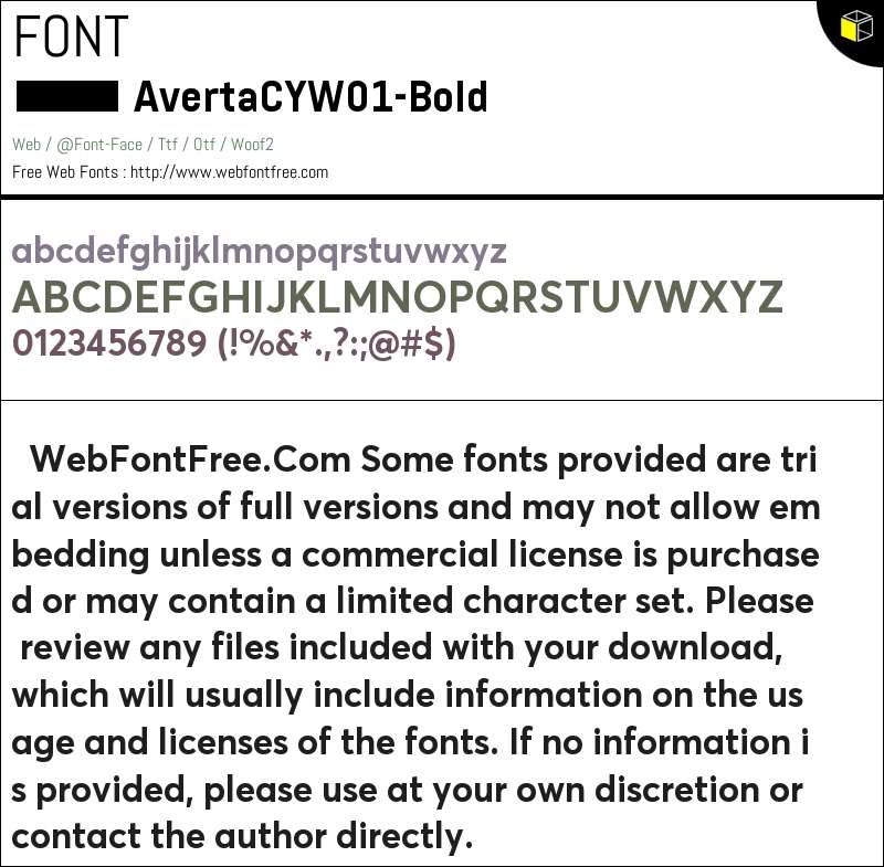 Averta CY W01 Bold Fonts Downloads - WebFontFree.Com