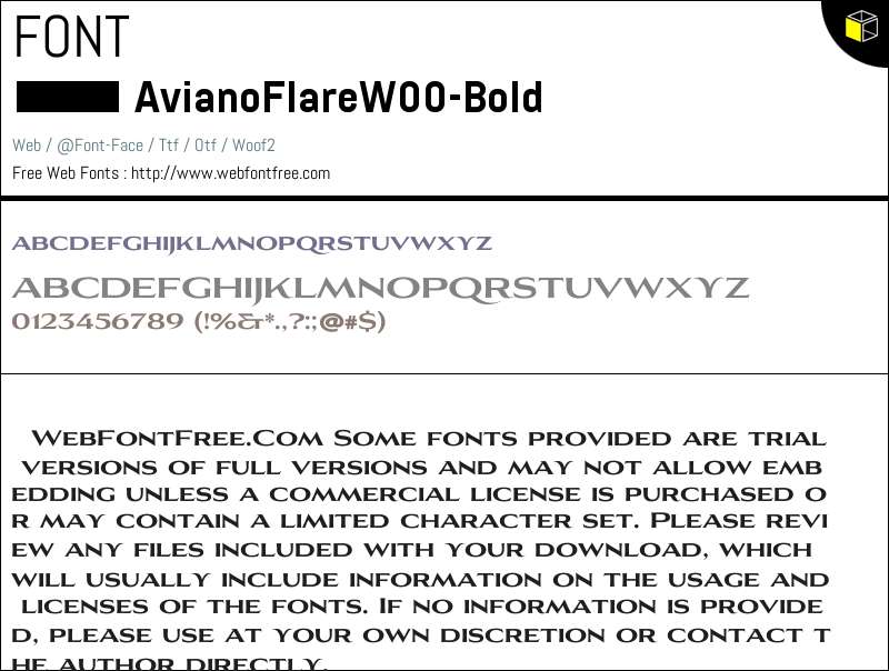 Aviano Flare W00 Bold Fonts Downloads - WebFontFree.Com