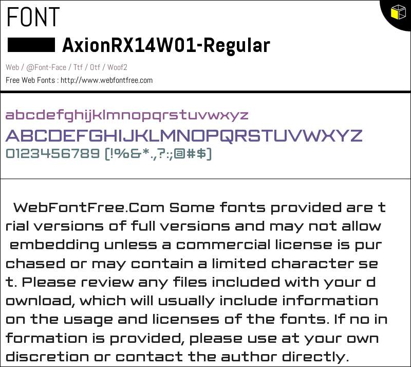 Axion RX 14 W01 Regular Fonts Downloads - WebFontFree.Com