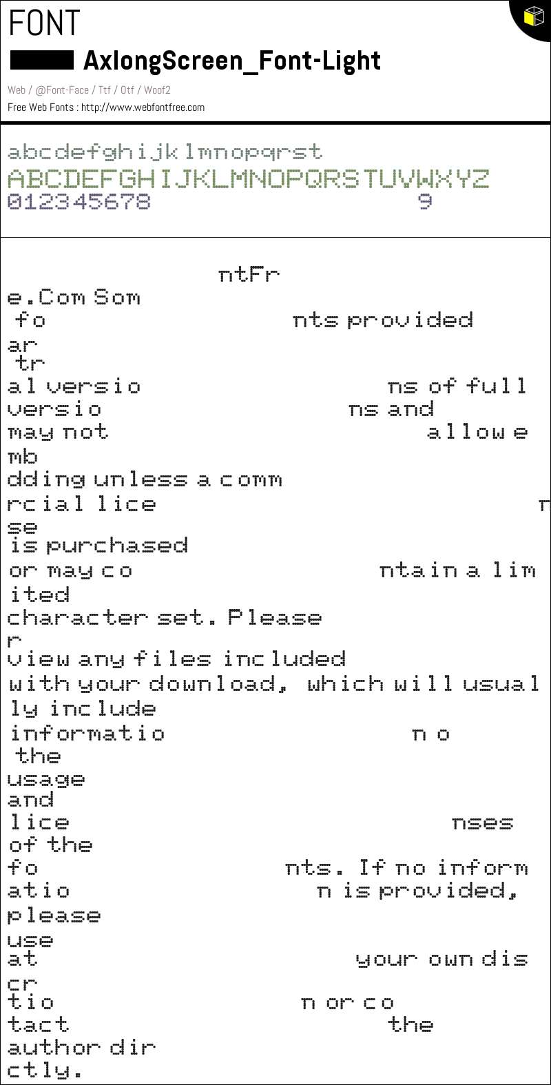 AxlongScreen_Font-Light Fonts Downloads - WebFontFree.Com