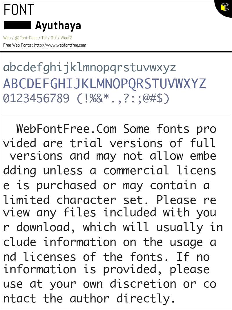 Ayuthaya Fonts Downloads - WebFontFree.Com