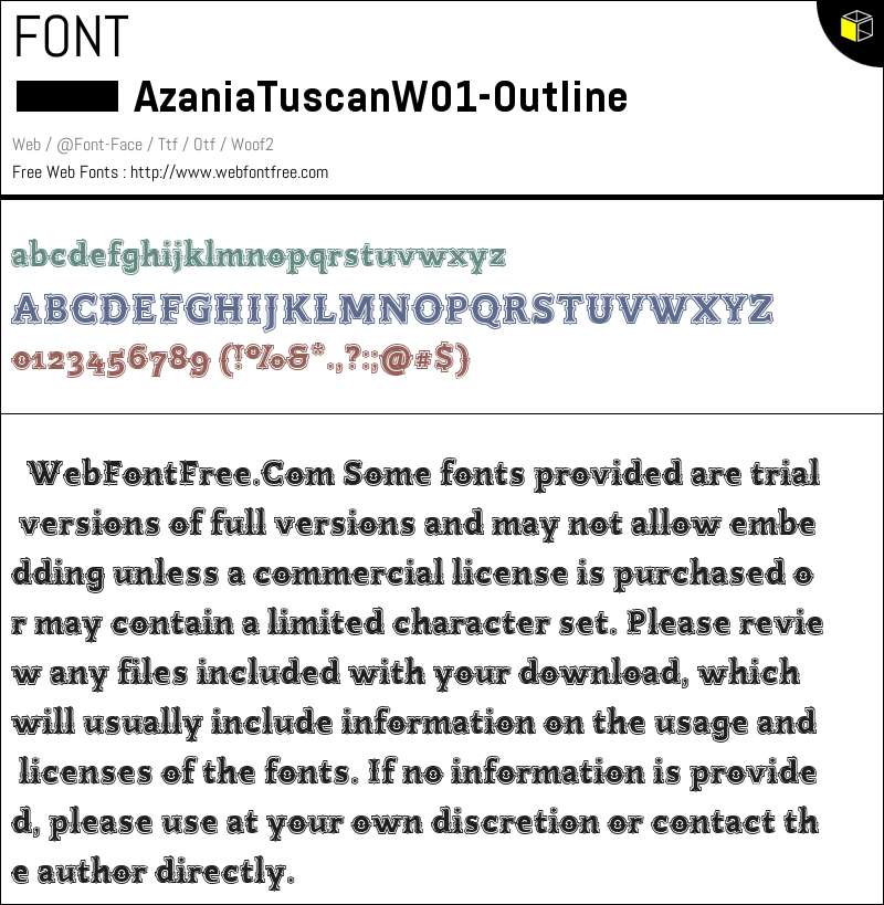 AzaniaTuscan W01 Outline Fonts Downloads - WebFontFree.Com
