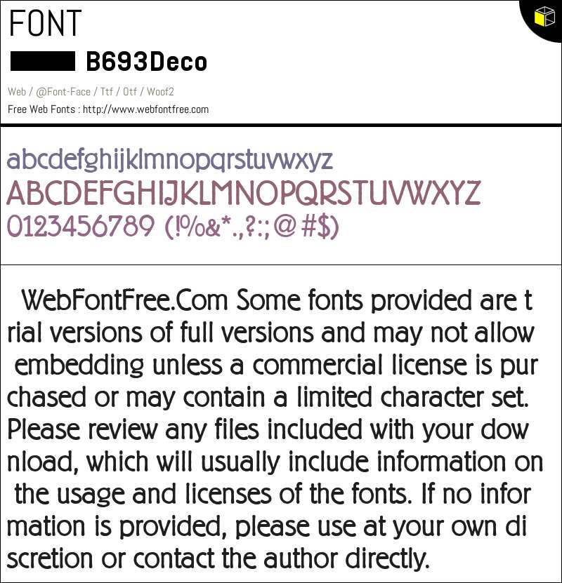 B693-Deco-Regular Fonts Downloads - WebFontFree.Com
