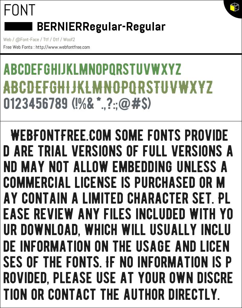 BERNIER Regular 字体 下载 - WebFontFree.Com