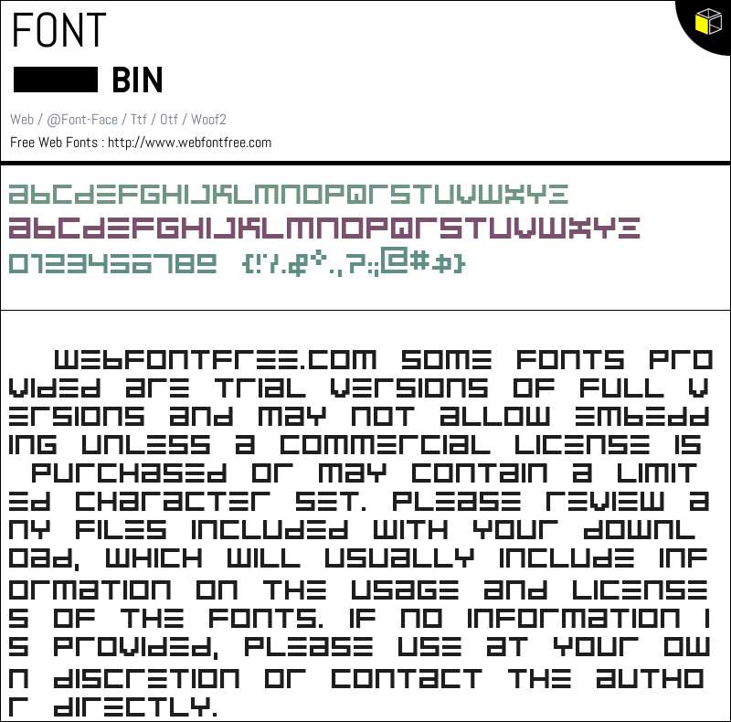 BIN 字体 下载 - WebFontFree.Com