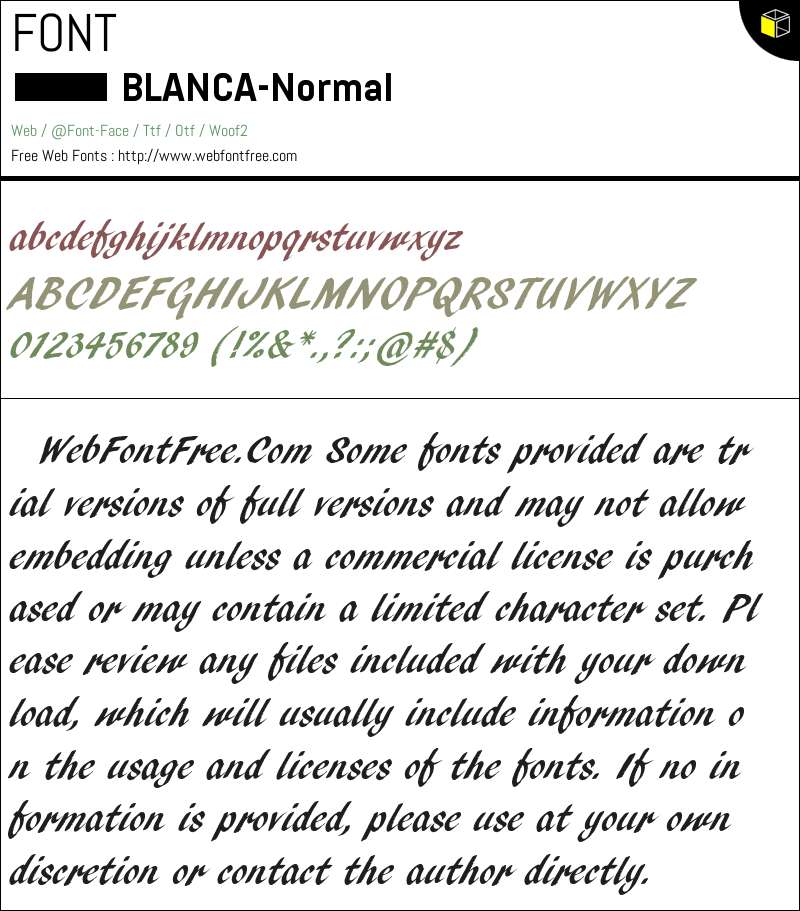 BLANCA Regular Fuentes Descargar - WebFontFree.Com