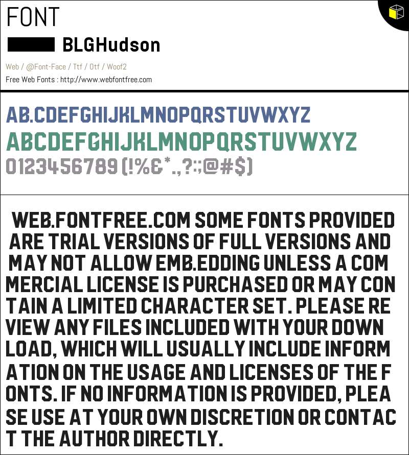 BLG Hudson Fonts Downloads - WebFontFree.Com