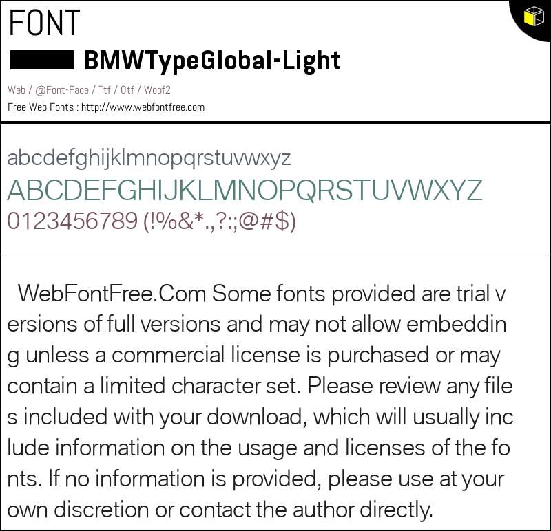 BMW Type Global Light Fonts Downloads - WebFontFree.Com