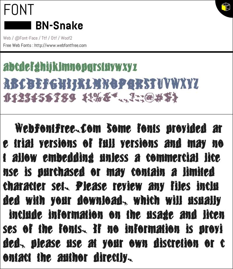 BN-Snake Fonts Downloads - WebFontFree.Com