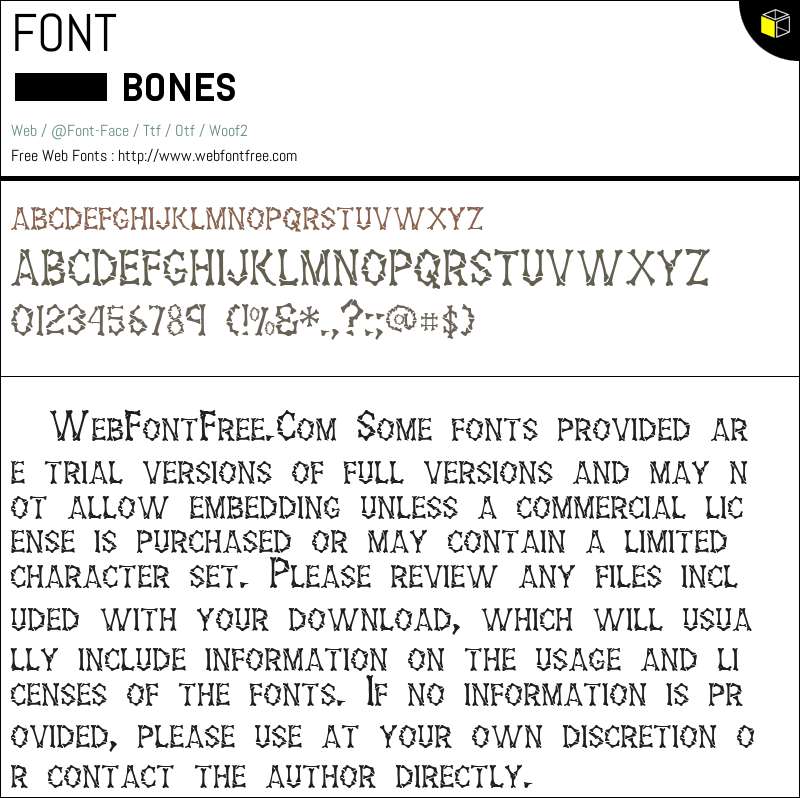 BONES Fonts Downloads - WebFontFree.Com
