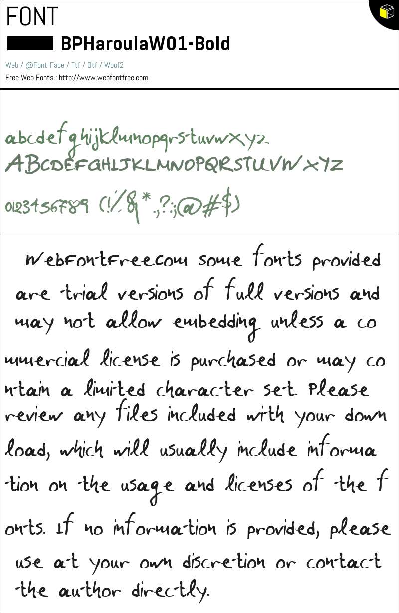 BP Haroula W01 Bold Fonts Downloads - WebFontFree.Com
