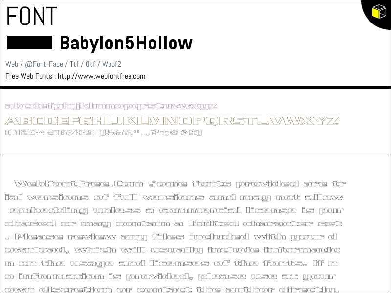 Babylon5 Hollow Fonts Downloads - WebFontFree.Com