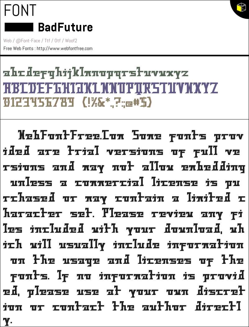 Bad Future Fonts Downloads - WebFontFree.Com