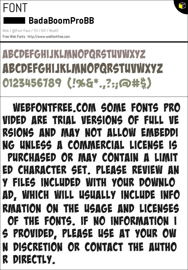 BadaBoom Pro BB Fonts Downloads - WebFontFree.Com