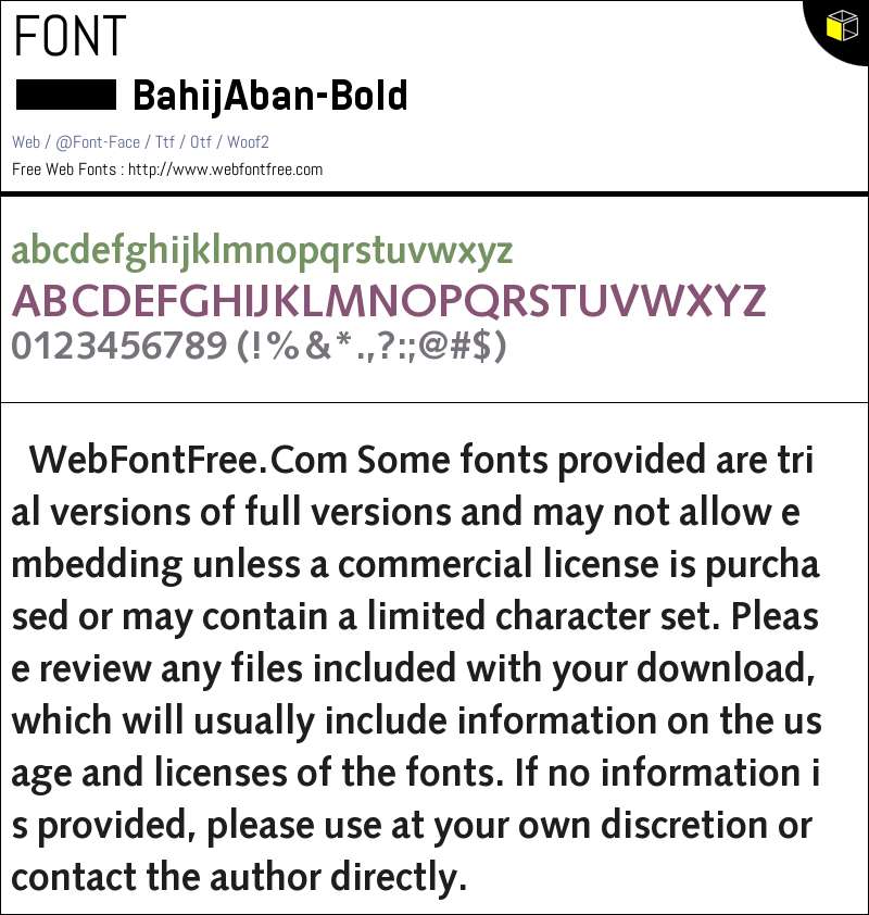 Bahij Aban Bold Fonts Downloads - WebFontFree.Com