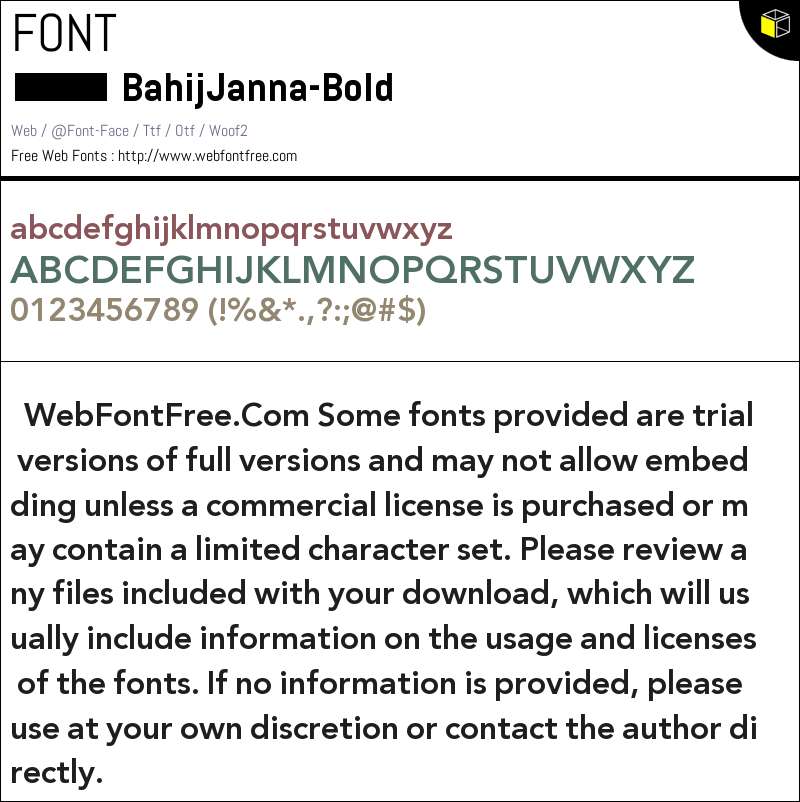 Bahij Janna Bold Fonts Downloads - WebFontFree.Com