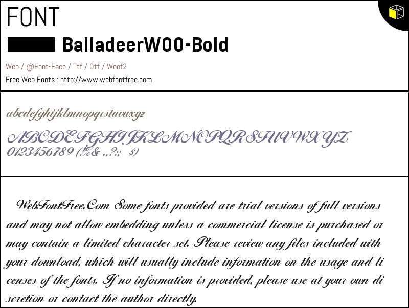 Balladeer W00 Bold Fuentes Descargar - WebFontFree.Com