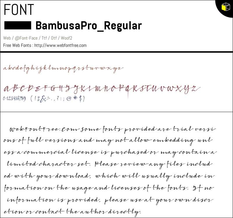 Bambusa Pro Regular Fuentes Descargar - WebFontFree.Com
