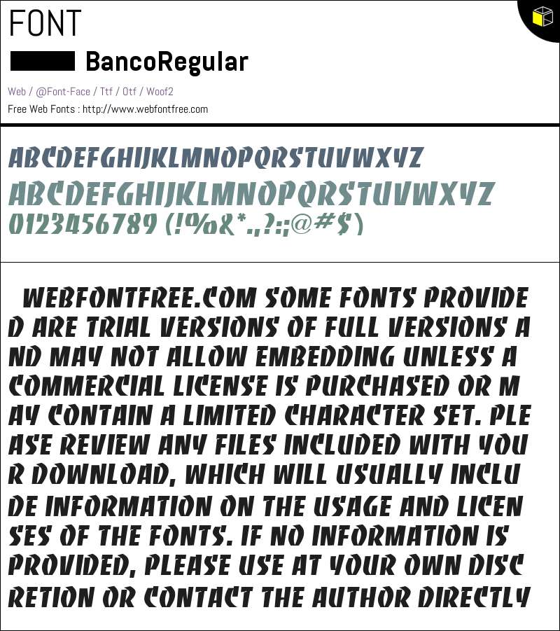 Banco Regular Fonts Downloads - WebFontFree.Com