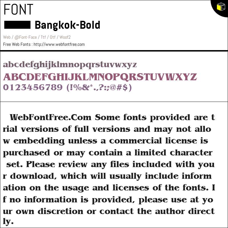 Bangkok Bold Fonts Downloads - WebFontFree.Com