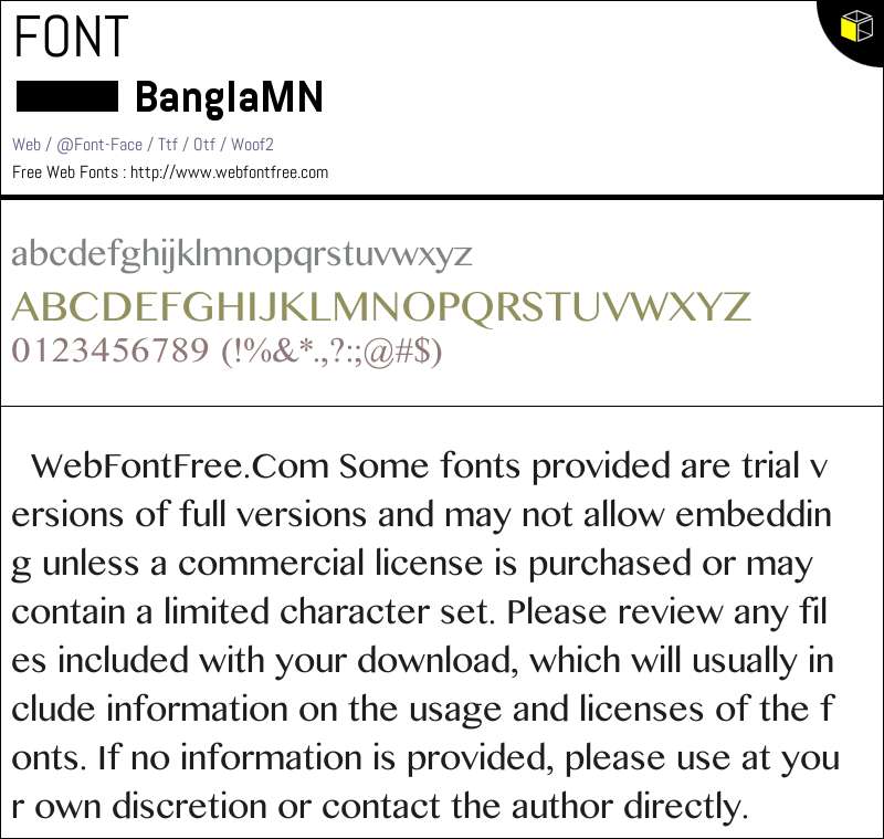 Bangla MN 字体 下载 - WebFontFree.Com