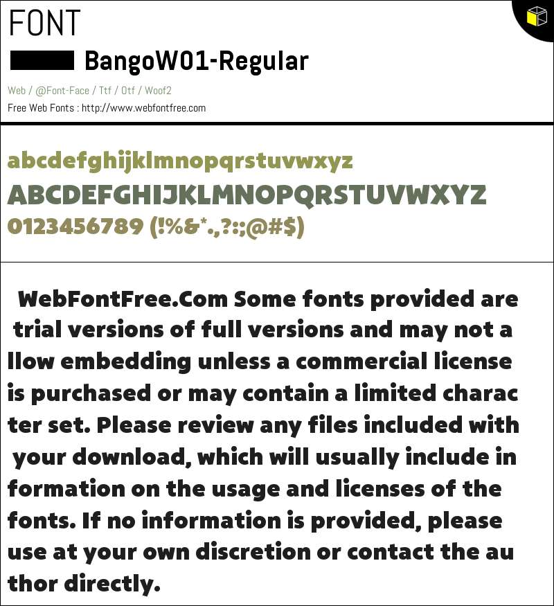 Bango W01 Regular Fonts Downloads - WebFontFree.Com