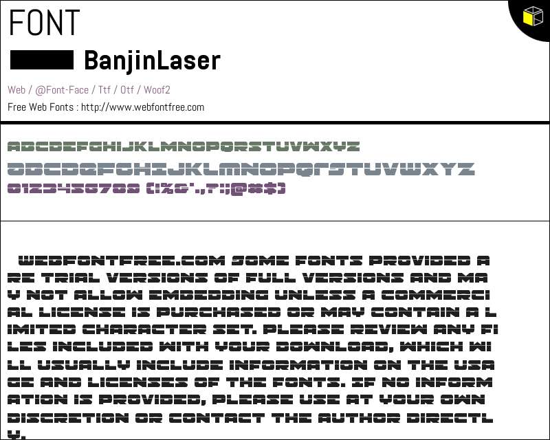 Banjin Laser Fonts Downloads - WebFontFree.Com