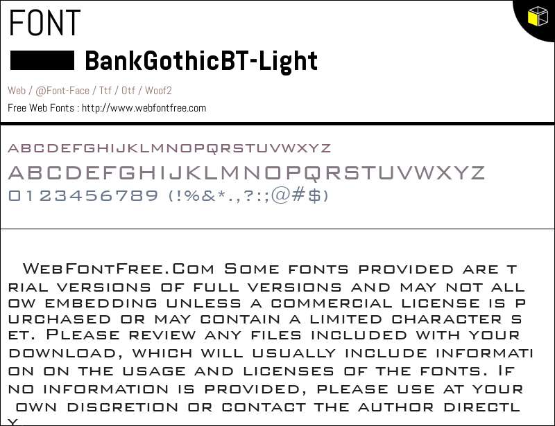 Bank Gothic Light BT Fonts Downloads - WebFontFree.Com