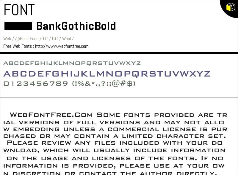 BankGothic Bold 字体 下载 - WebFontFree.Com