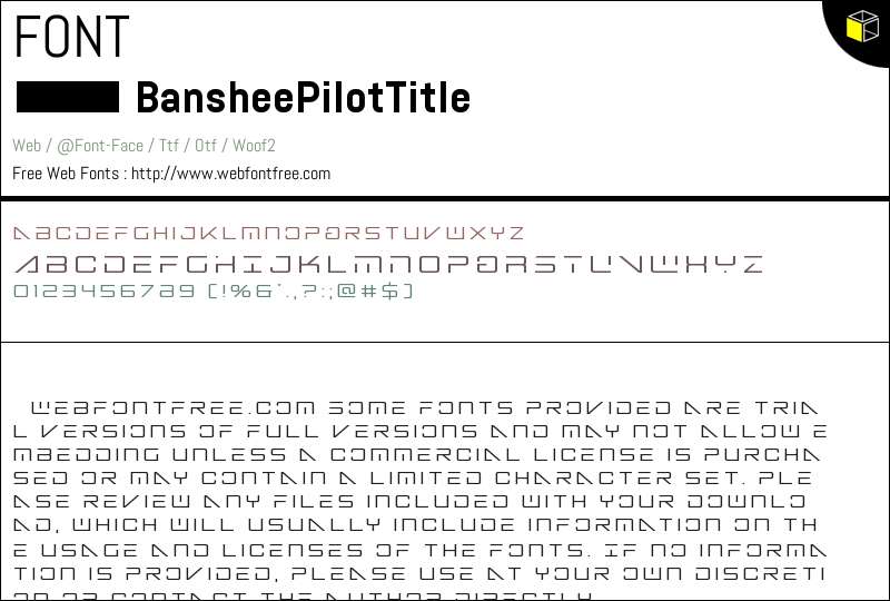 Banshee Pilot Title Fonts Downloads - WebFontFree.Com