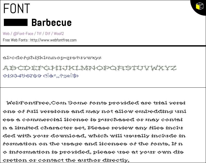 Barbecue Fonts Downloads - WebFontFree.Com
